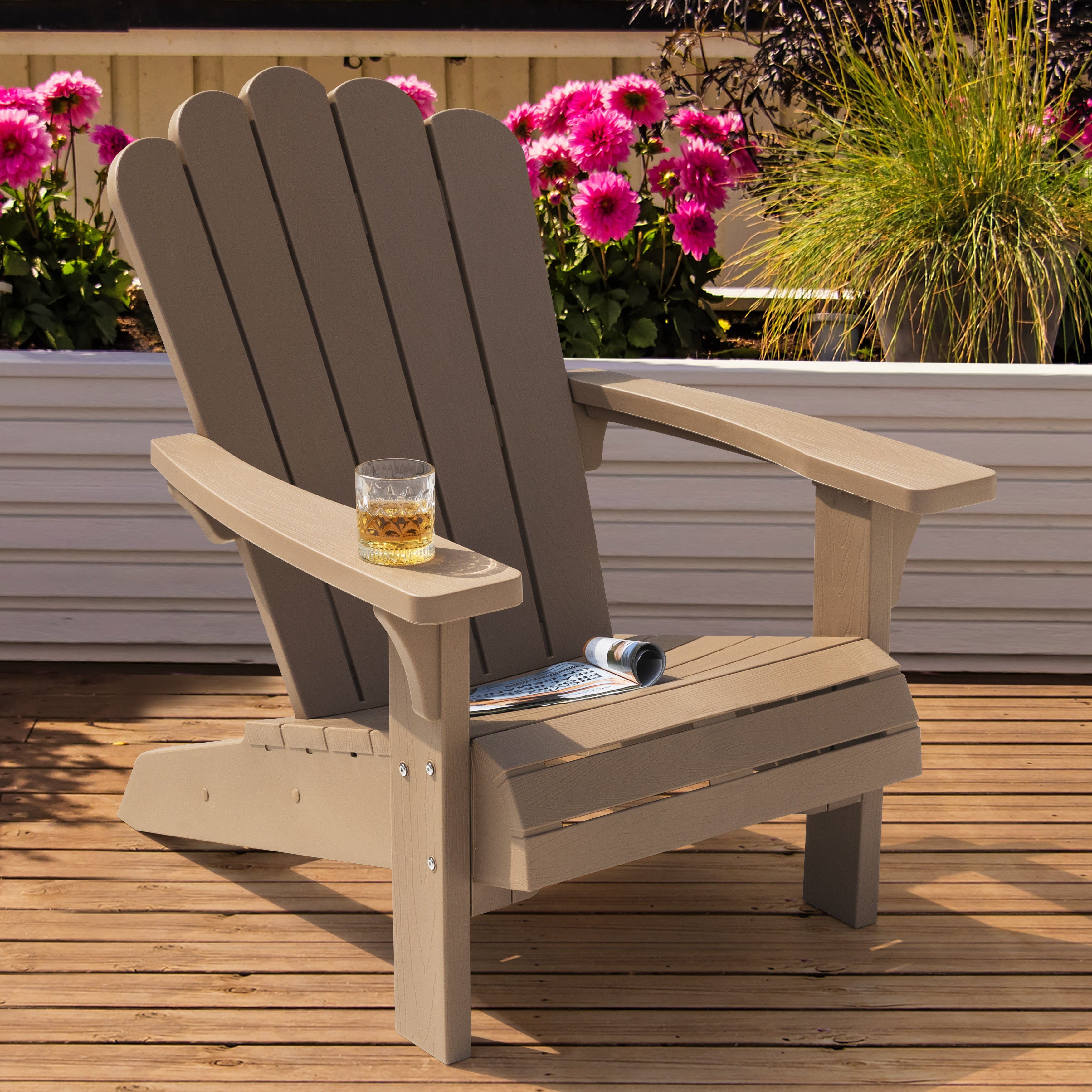 Nuu Garden Weather Resistant Adirondack Chair with Widened Armrests Yellow