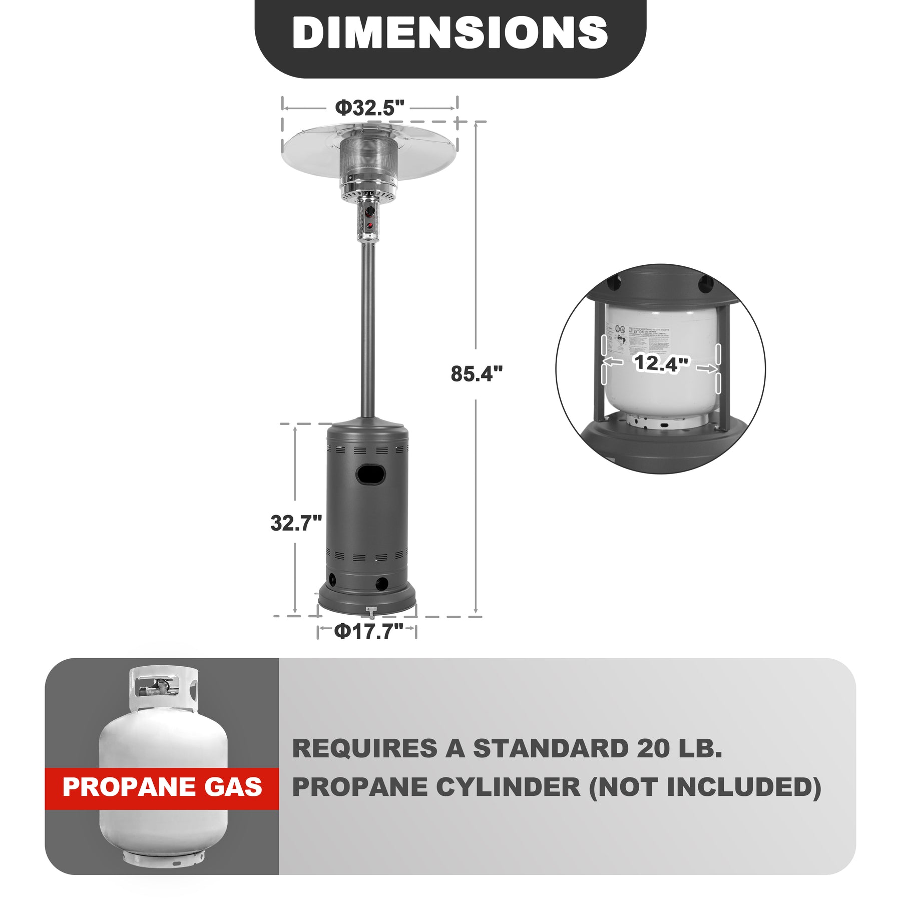 Powder-Coated Propane Gas Outdoor Heater with Wheels, ETL Certified ...
