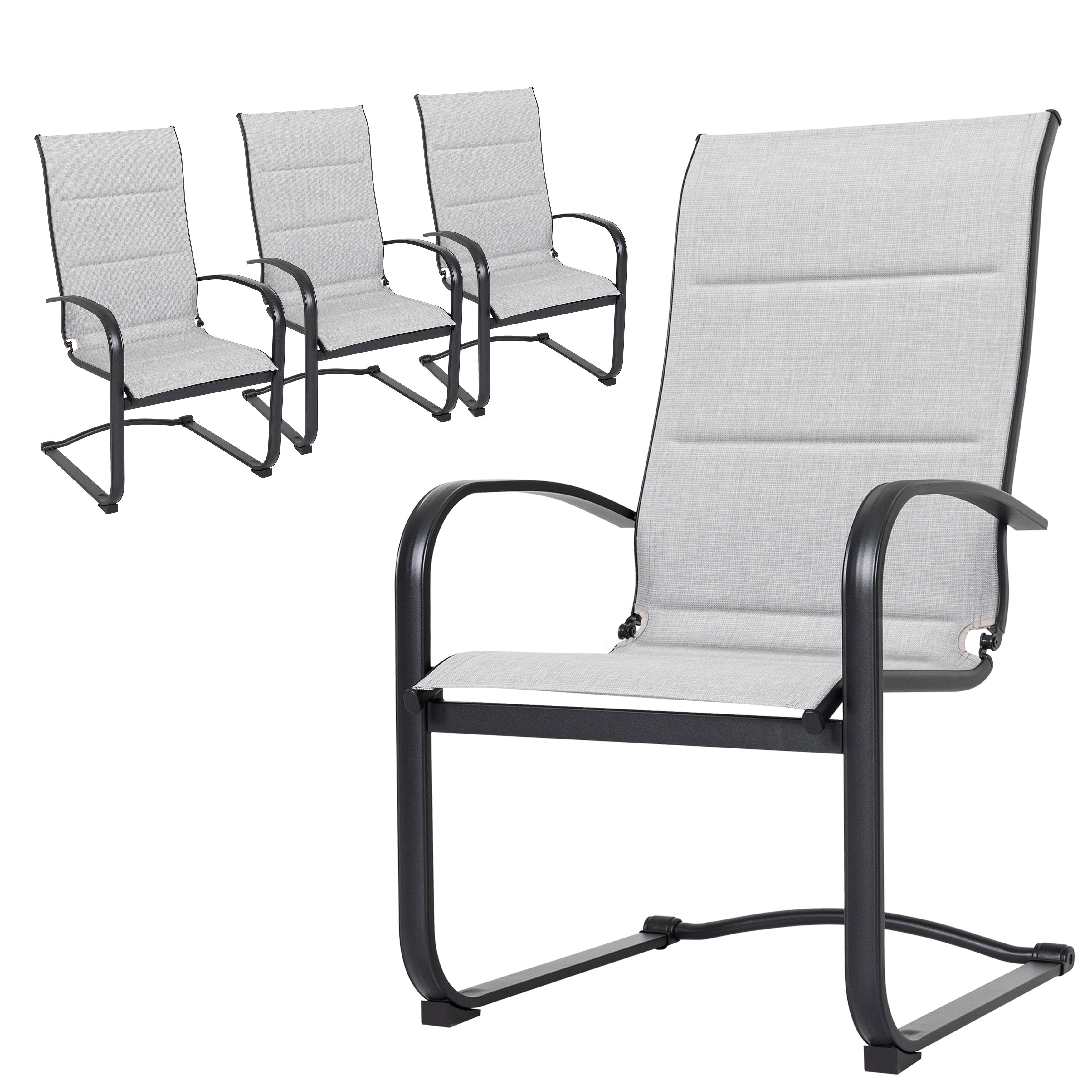 Textilene Patio Dining Chair Set of 4, Powder-coated Iron Frame, Gray ...