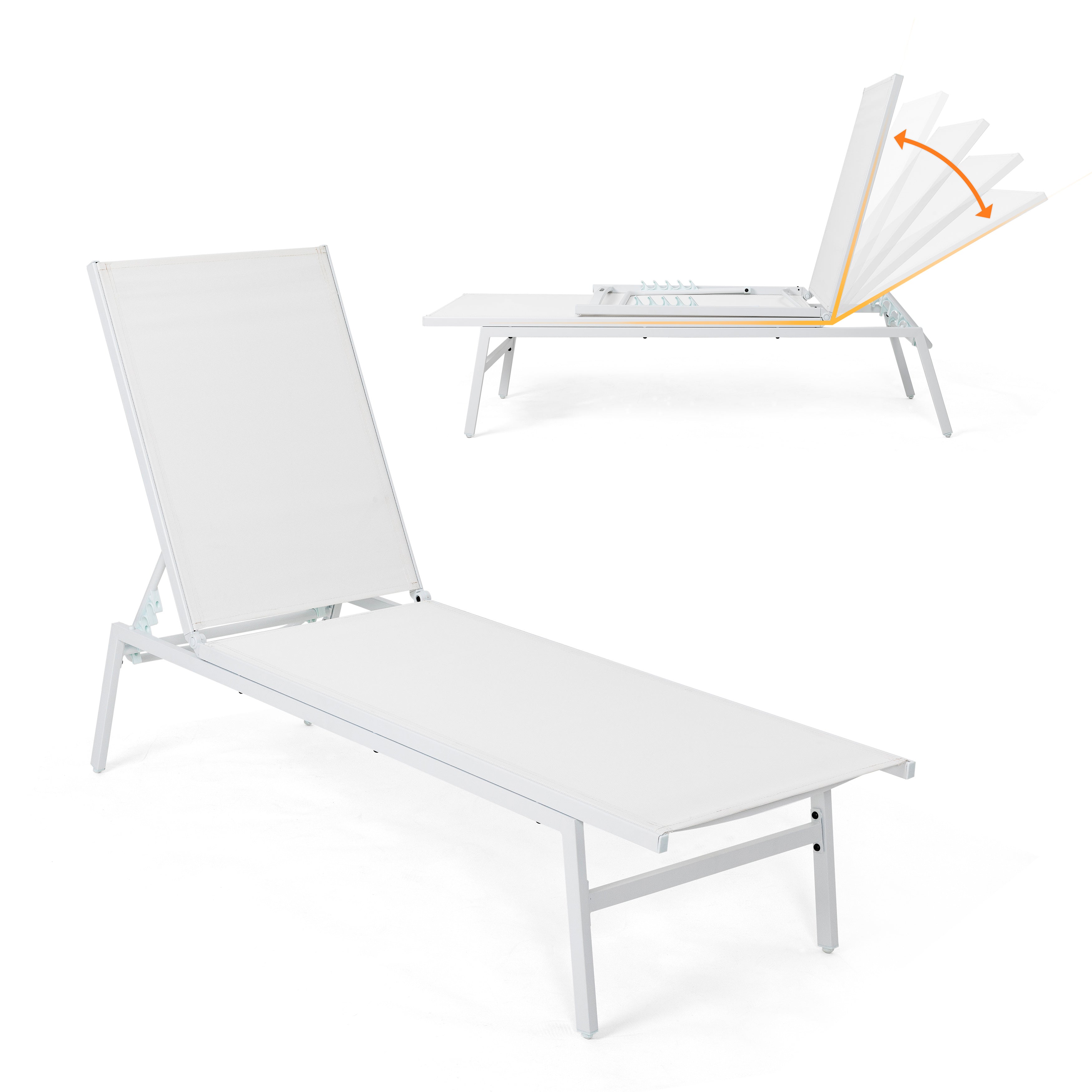NUU GARDEN Patio Chaise Lounge Outdoor All-Flat 5 Positions Chaise Lou ...